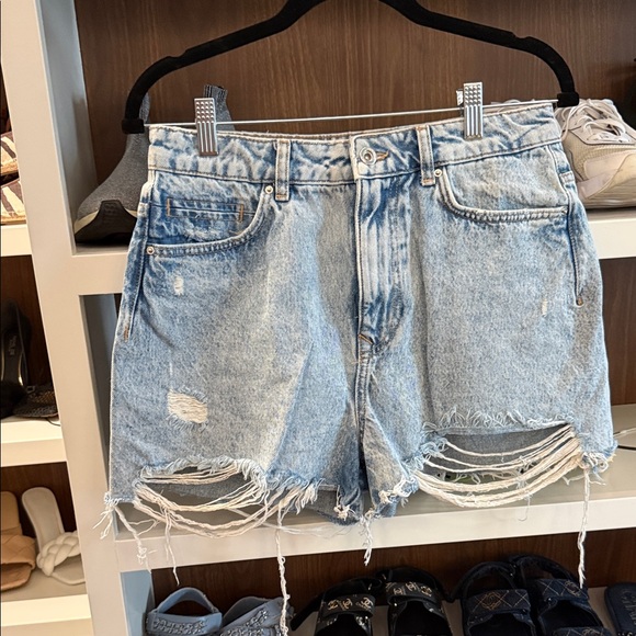 Zara | Shorts | Zara Light Blue Distressed Jean Shorts | Poshmark